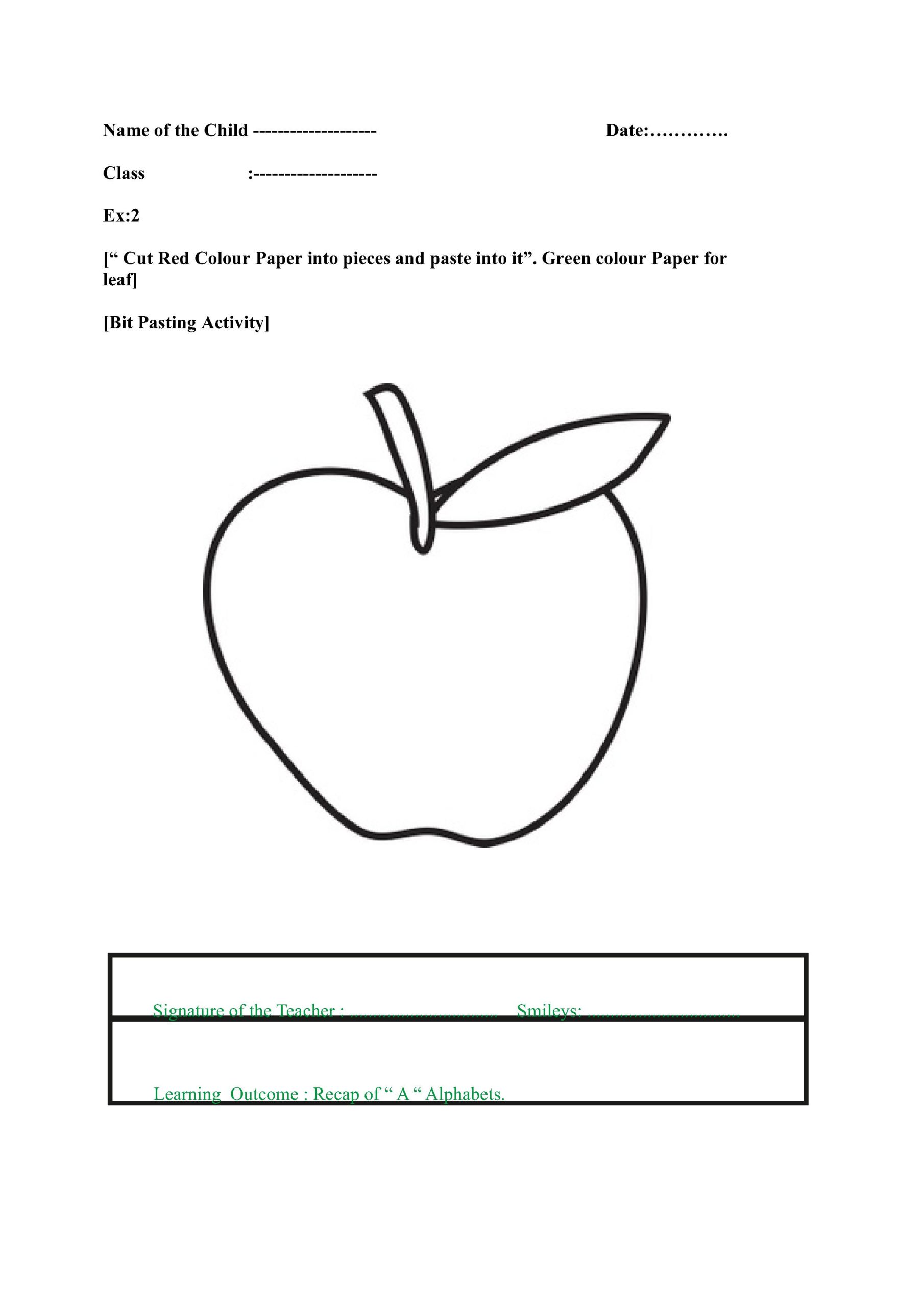 Apple Bit Pasting Activity Worksheet - Tiny buds activity